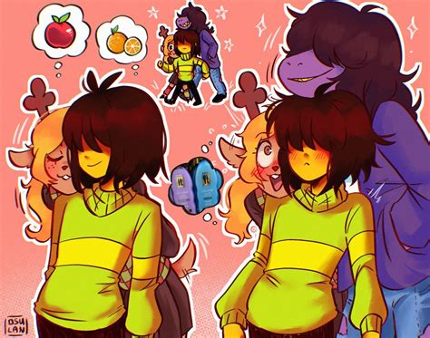 Девушка Сьюзи и Крис из Deltarune делятся моментом дружбы думая об
