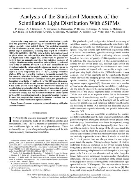 Pdf Analysis Of The Statistical Moments Of The Scintillation Light Distribution With Dsipms