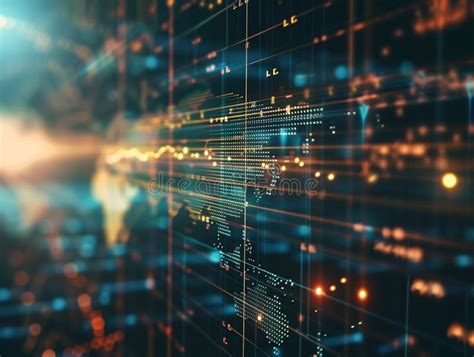 Futuristic Digital World Map With Glowing Lines And Data Points Representing Global Connectivity