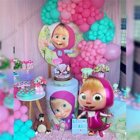 93pcsset Masha And The Bear Cartoon Theme Birthday Party Decoration