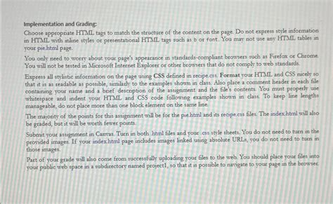 Project Recipe HTML CSS This Project Tests Your Chegg Com