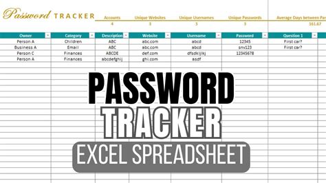 password tracker spreadsheet excel youtube