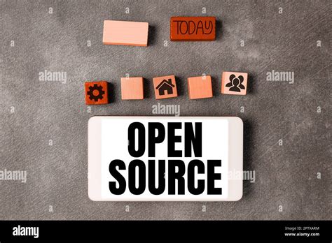 hand writing sign open source word written on denoting software which