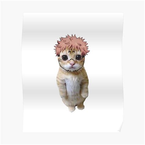 Yuji Cat Meme Poster For Sale By Pymbor Redbubble