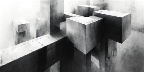 Abstract Composition Of Interlocking Grey Cubes Premium Ai Generated Image