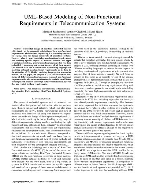 Pdf Uml Based Modeling Of Non Functional Requirements In Telecommunication Systems