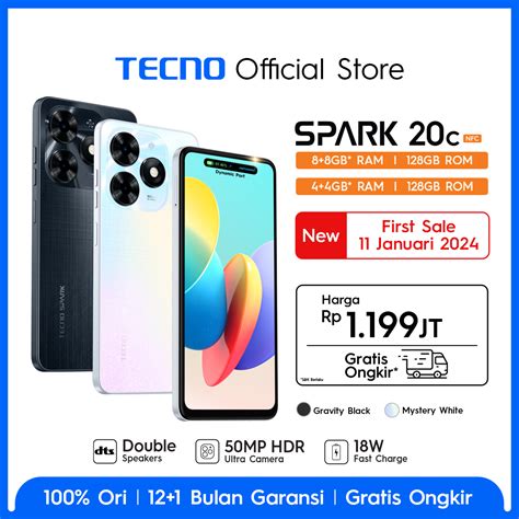 Jual New Product TECNO SPARK 20C NFC 4 8GB 128GB Stereo Dual Speaker Dynamic Port 6 6 HD