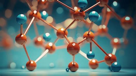 3d Molecular Structure Visualization In Blue Tones Stock Illustration