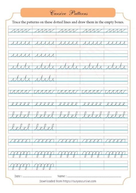 Cursive Patterns For Beginners Worksheet Pdf Cursive Writing Practice