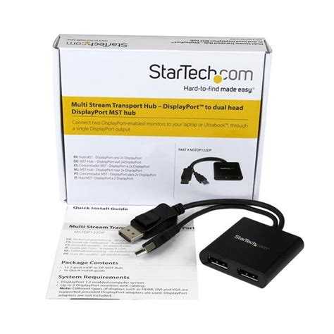StarTech Port Multi Monitor Adapter DisplayPort MST Hub Dual K MSTDP DP Mwave