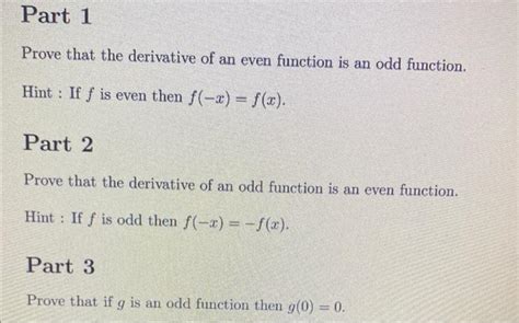 Solved Prove That The Derivative Of An Even Function Is An Chegg