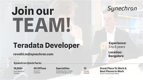 Revathi M On Linkedin Synechron Teradata