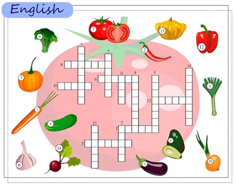 십자말풀이 퍼즐 야채에 대한 아이들을 위한 교육 게임 프리미엄 벡터