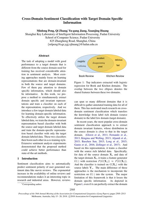 Pdf Cross Domain Sentiment Classification With Target Domain Specific