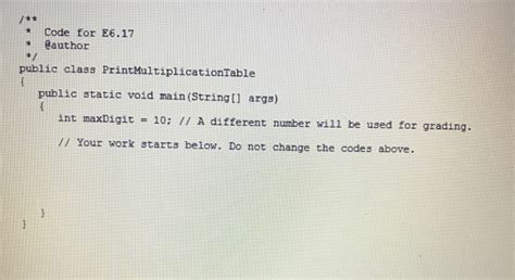 solved e6 17 write a program that prints a multiplication