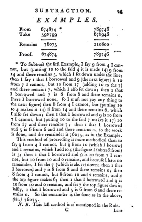 an investigation of subtraction algorithms from the 18th and 19th centuries the complement