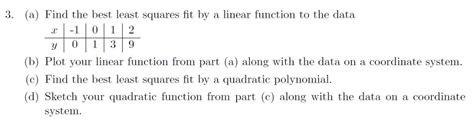 Solved 3 A Find The Best Least Squares Fit By A Linear Chegg Com