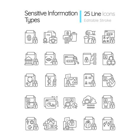 Sensitive Information Types Linear Icons Set 3562934 Vector Art At Vecteezy