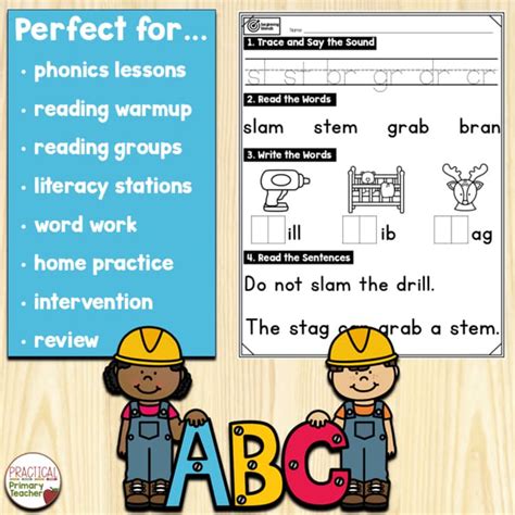 Beginning Consonant Blends Decodable Phonics Worksheets Initial Blends Word Work