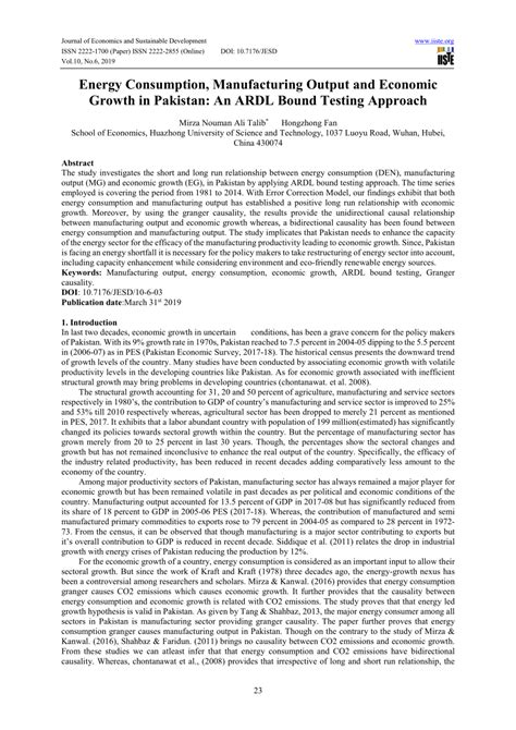 Pdf Energy Consumption Manufacturing Output And Economic Growth In