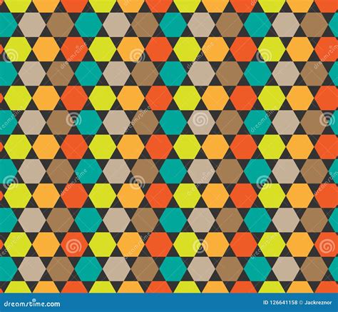 Colorful Hexagon Pattern Seamless Geometric Vector Background Stock