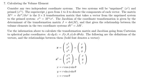 Solved Calculating The Volume ElementConsider Any Two Chegg Com