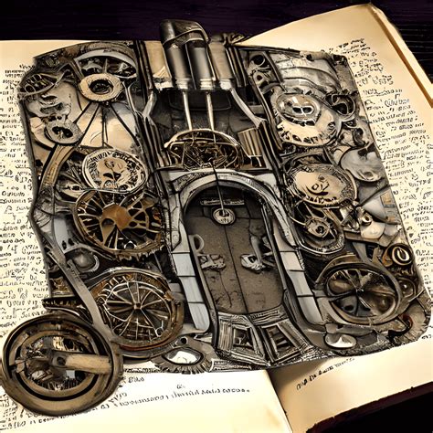 Steampunk Open Book Realistic Graphic · Creative Fabrica