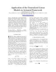 Application Of The Generalized Linear Models In Actuarial Framework Pdf Application Of The
