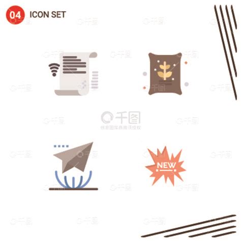 Wifi免抠元素 4平面图标概念，用于网站移动和应用数据、电子邮件、wifi、农场、信件可编辑向量设计元素 素材免费下载 403像素 Eps格式 编号43686191 千图网