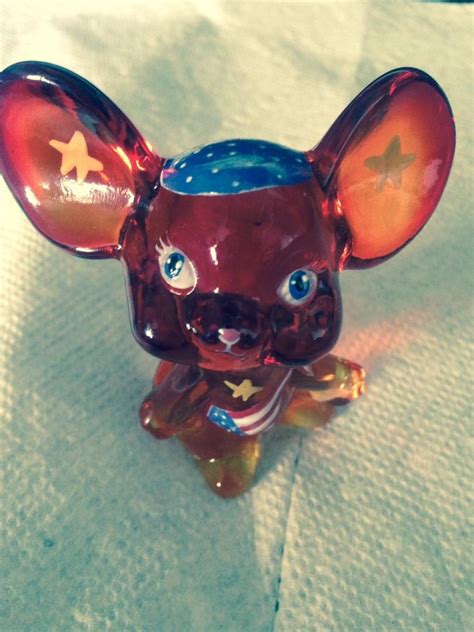 2004 Fenton Ruby Red Amberina Mouse Patriotic Dress Stars And Stripes