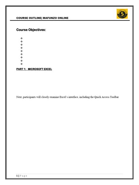 Course Outline Mafunzo Online Pdf Microsoft Excel Microsoft Word