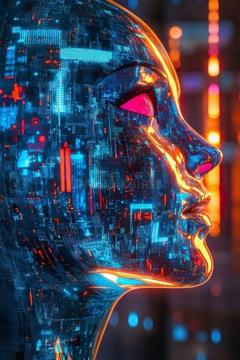 Abstract Portrayal Of Ai Content Generation Featuring Glowing Digital Elements Stock Image
