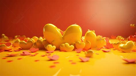 노란색 3d 렌더링된 배경의 하트 3d 배경 엄마의 날 배경 사랑 그림 배경 이미지 Hd 3d 엄마의 날 사랑 그림 배경 사진 무료 다운로드 Lovepik