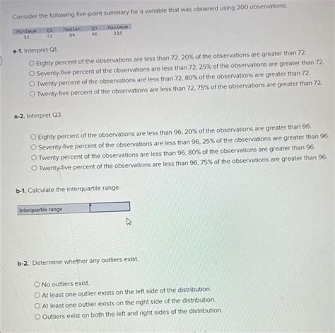 Solved Consider The Following Five Point Summary For A