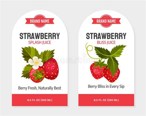 Sweet Strawberry Label Design With Ripe Bright Berry Vector Template Stock Vector Illustration