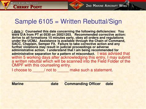 Usmc 6105 Rebuttal Example