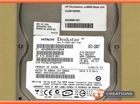 HDS721616PLA380-HP HP 160GB 7.2K RPM SATA 3.5 INCH HARD DRIVE (DUAL ...