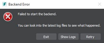 Backend Error When Launching Stingray
