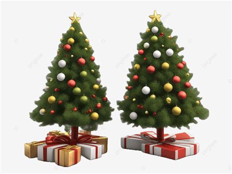 크리스마스 트리 흰색 배경 녹색 나무 선물 상자가 있는 나무 크리스마스 Png 일러스트 및 이미지 에 대한 무료 다운로드 Pngtree