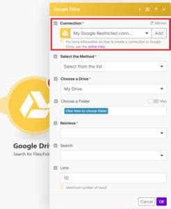 Make.com: Create a Restricted Connection to Google Drive & Gmail