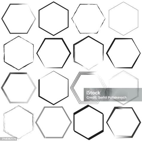 다양한 스타일의 육각형 윤곽선 집합입니다 기하학적 모양 컬렉션 현대적인 디자인 요소 벡터 일러스트 레이 션입니다 주당순이익 10 0명에 대한 스톡 벡터 아트 및 기타 이미지