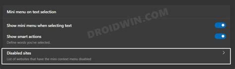 Disable Context Menu While Selecting Texts In Microsoft Edge Droidwin