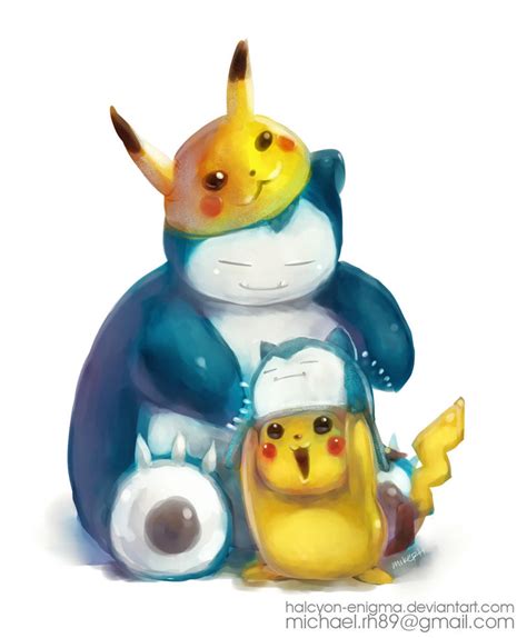 Pikachu And Snorlax By Halcyon Enigma On Deviantart