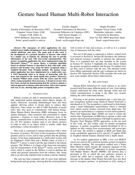 Pdf Gesture Based Human Multi Robot Interaction