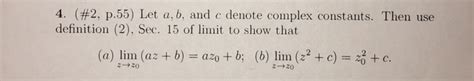 solved 4 2 p 55 let a b and c denote complex