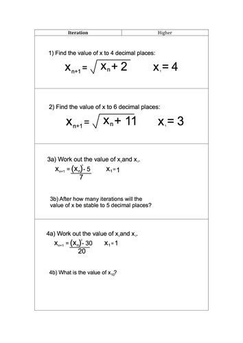 Gcse Maths Iteration Formulae 10 Questions And Answers Teaching
