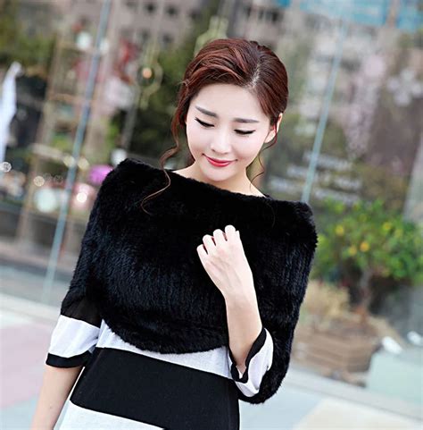 Модное Новое поступление зимняя вязаная норковая меховая шаль Женский помпон из натурального