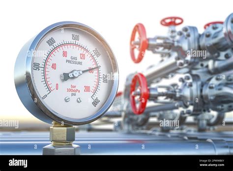 Gas Pression Gauge Meters On Gas Pipeline Gas Extraction Production