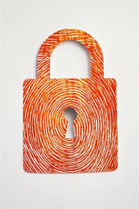Colorful Padlock Design With Fingerprint Pattern On White Background
