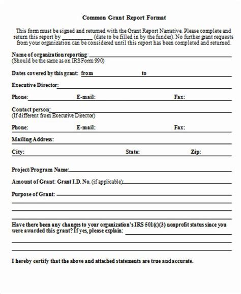 Grant Report Example